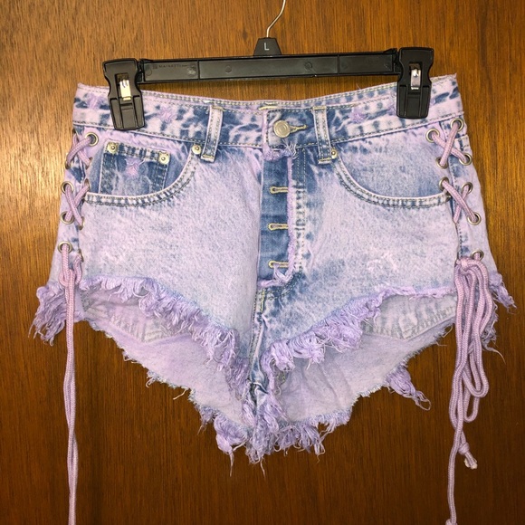Shorts | Purple Women Denim High Waist Shorts Distressed | Poshmark